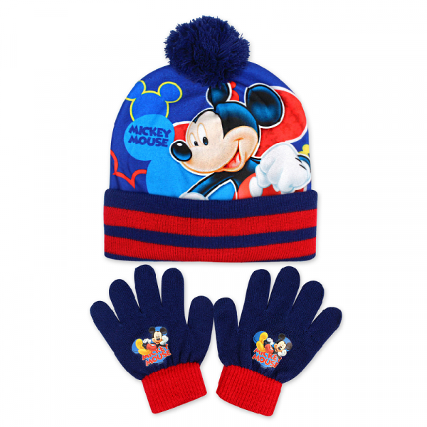 Mickey Mouse Hat & Gloves Boys Disney Mickey Mouse Winter Hat Set Age 3 ...
