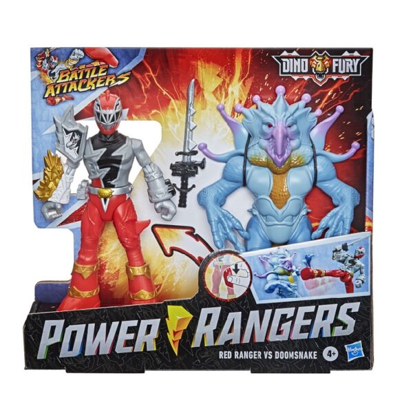 Power Rangers Dino Fury Battle Attackers Red Ranger VS Doomsnake ...