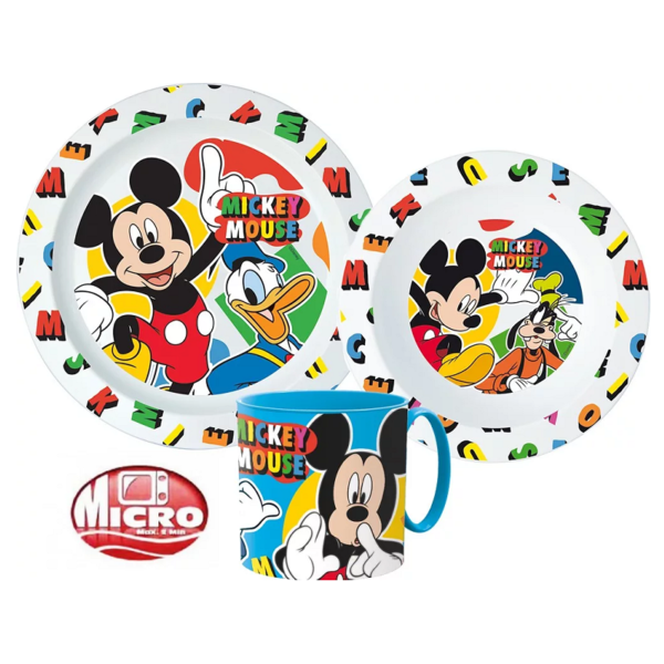 Mickey Mouse Dinner Set Kids Disney Mickey Mouse 3 Piece Plate Bowl ...