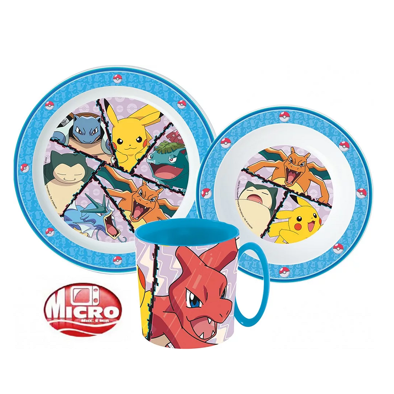 Pokemon Dinner Set Kids Pokemon 3 Piece Plate, Bowl & Mug Dinner Set ...