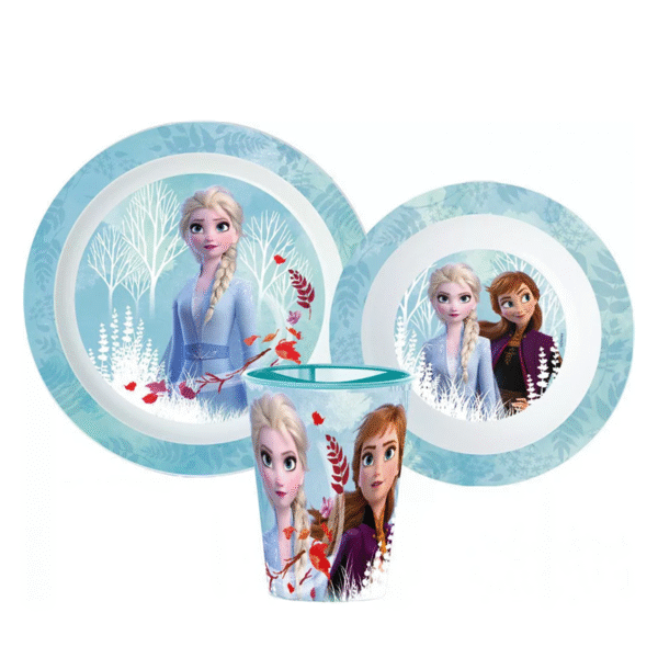 Frozen Dinner Set Girls Blue Forest Disney Frozen 3 Piece Dinner Set ...