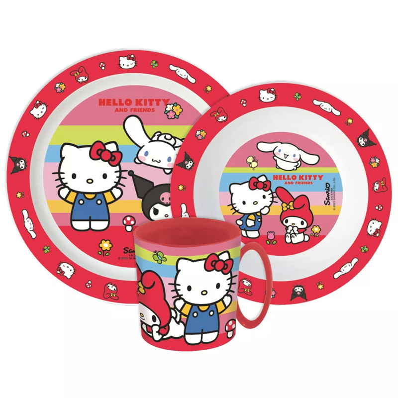 Hello Kitty Dinner Set Kids Hello Kitty 3 Piece Microwavable Dinner Set ...